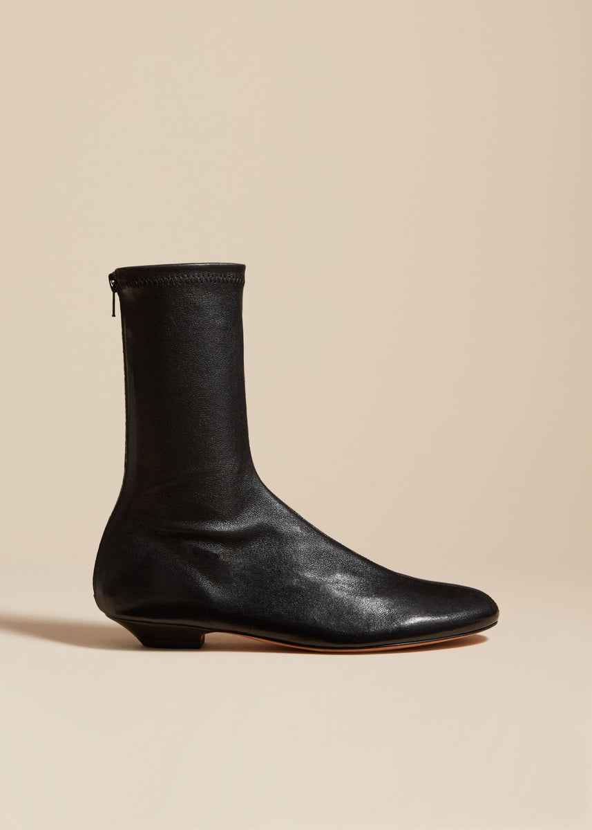 The Apollo Flat Ankle Boot in Black Leather– KHAITE