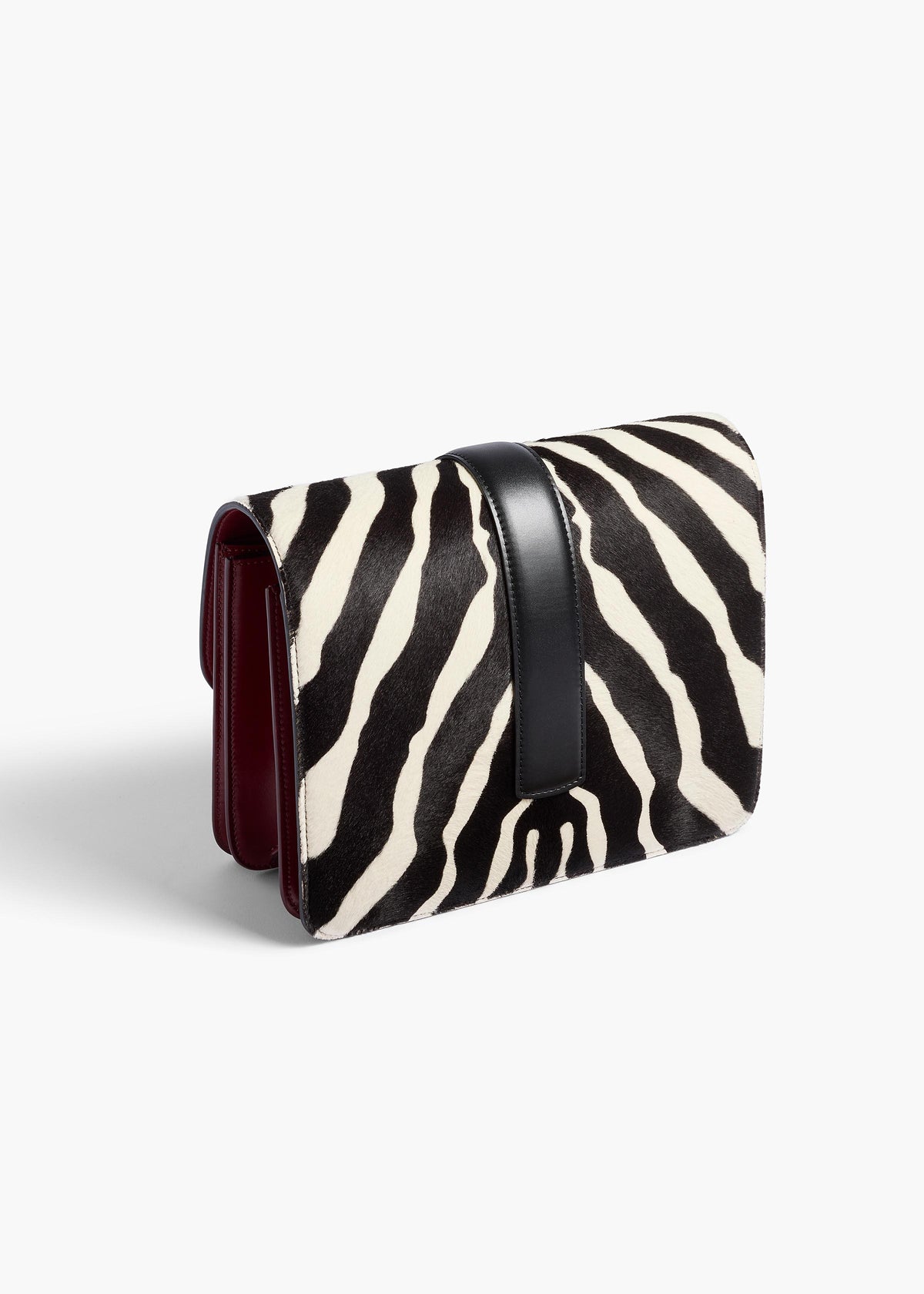 Blake Crossbody Bag in Zebra Print Haircalf and Oxblood Leather – KHAITE