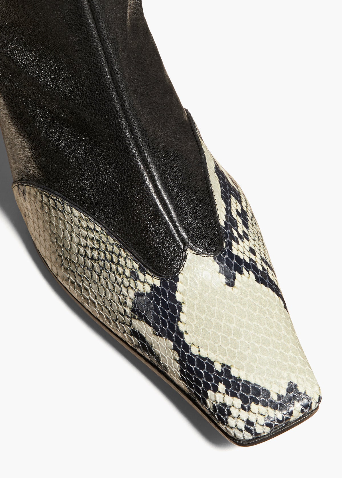 Nevada Stretch High Boot in Black with Natural Python-Embossed Leather ...