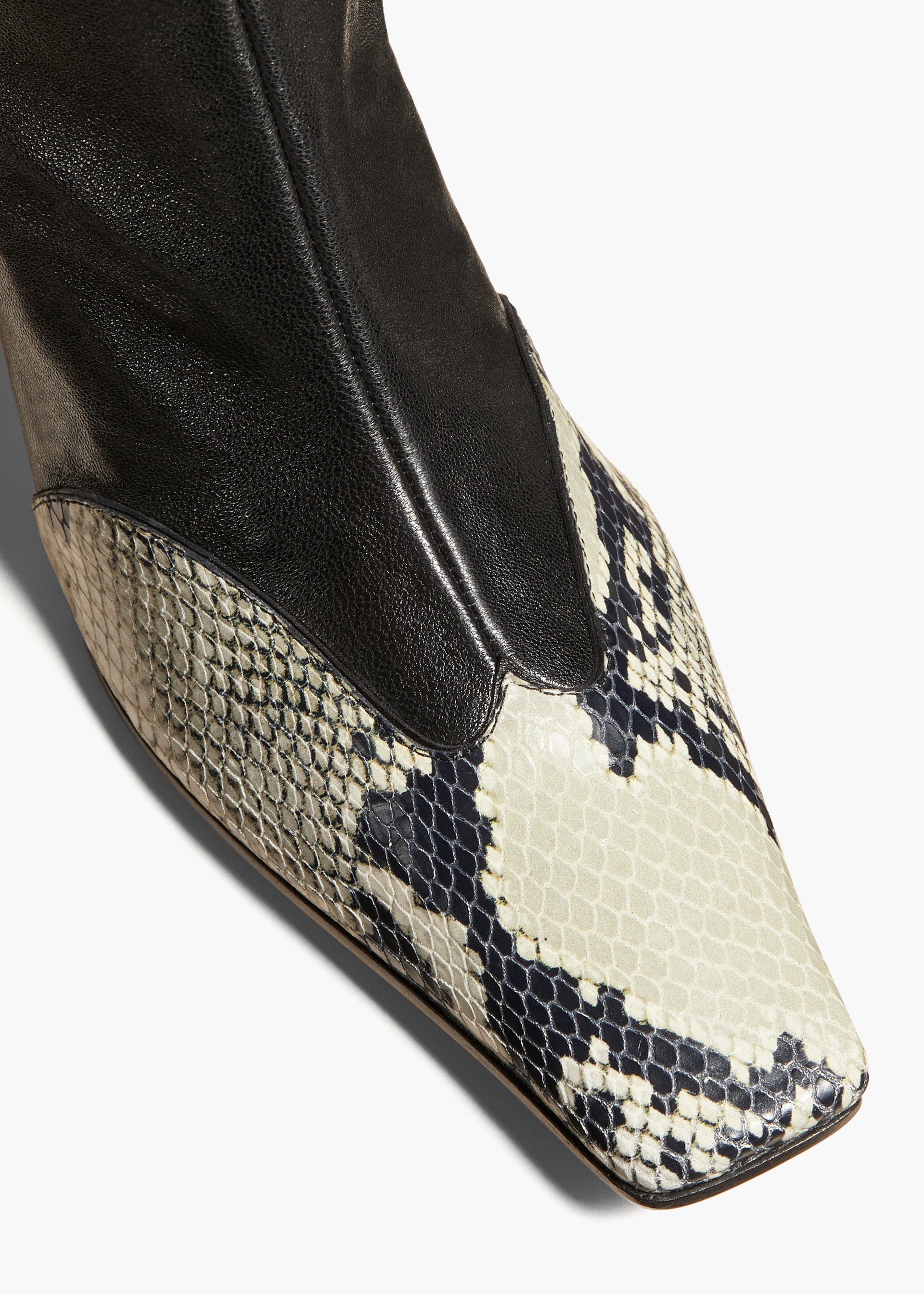 Nevada Stretch High Boot in Black with Natural Python-Embossed Leather ...