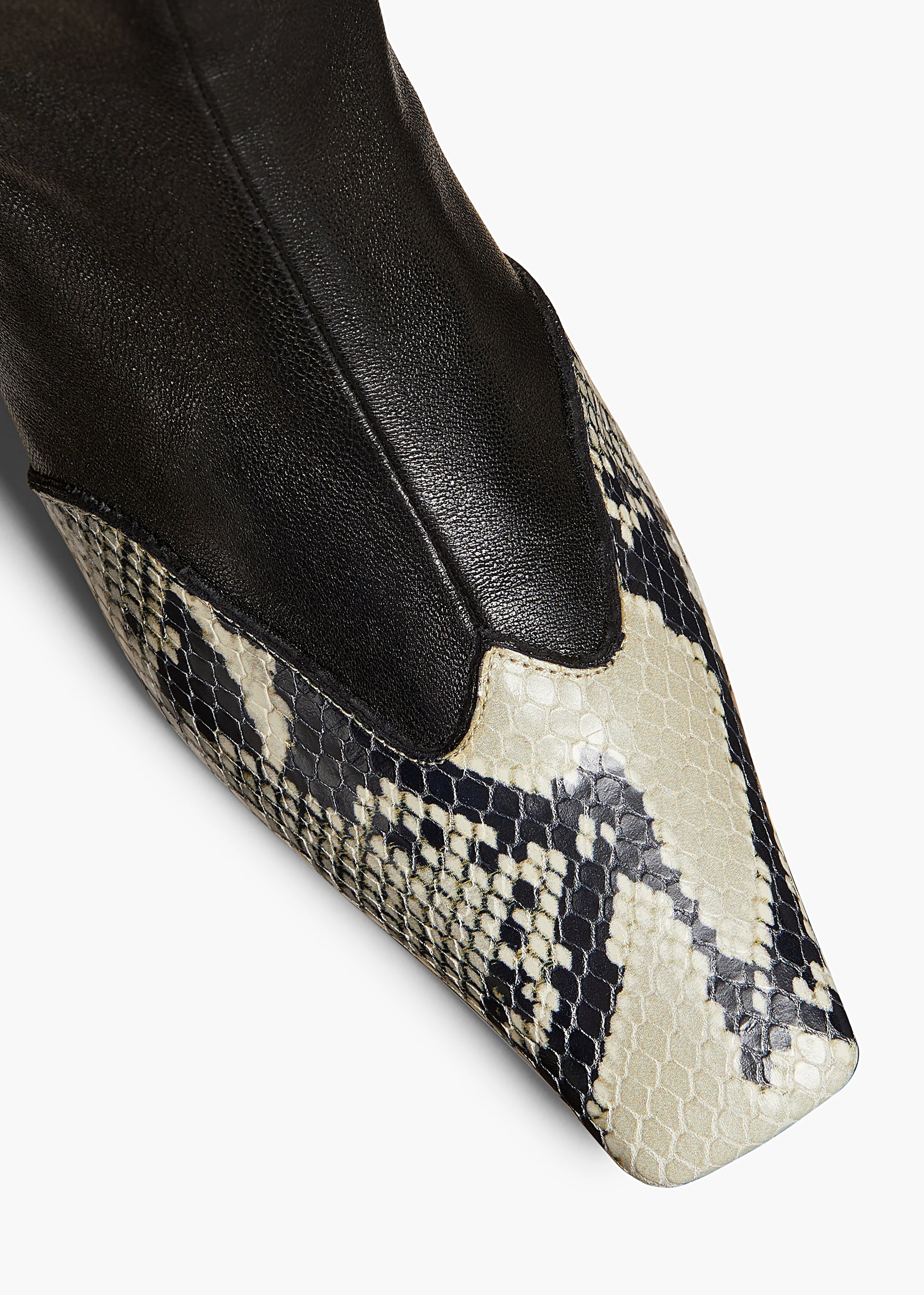 Nevada Stretch Low Boot in Black with Natural Python-Embossed Leather ...