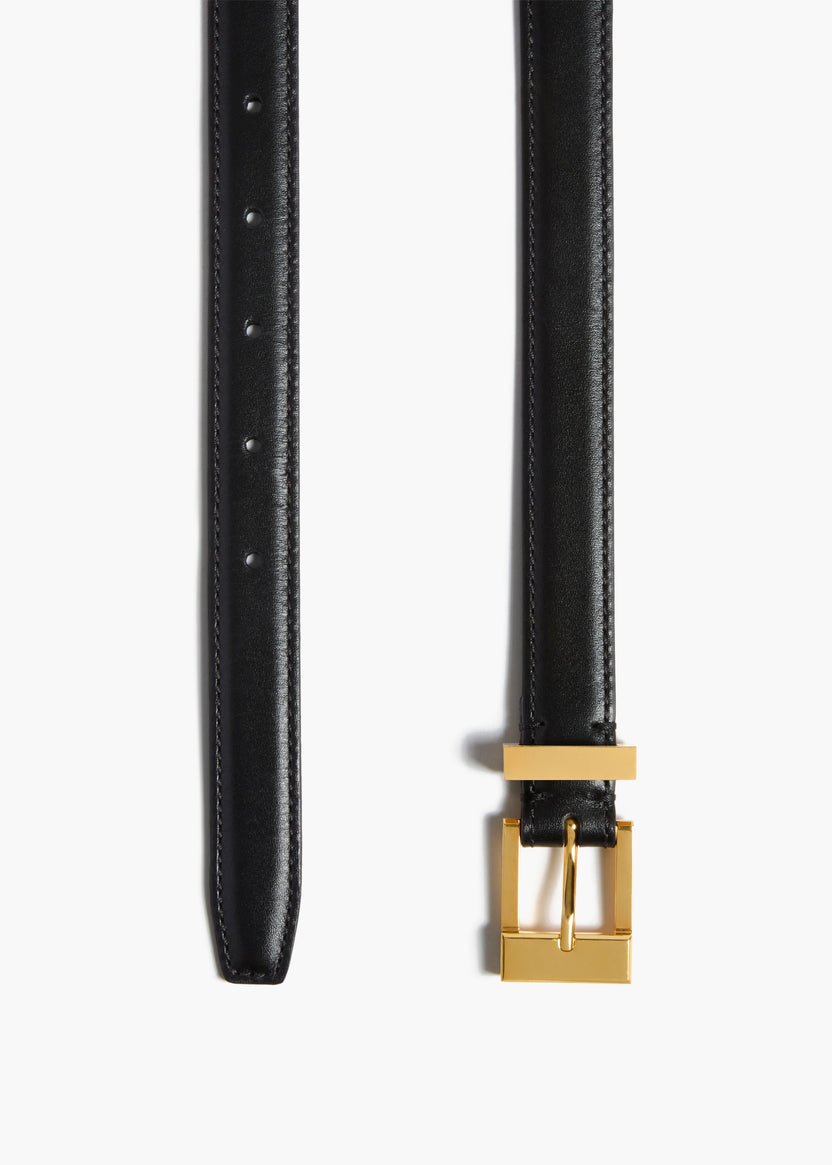 Manhattan Belt in Black Leather with Gold – KHAITE